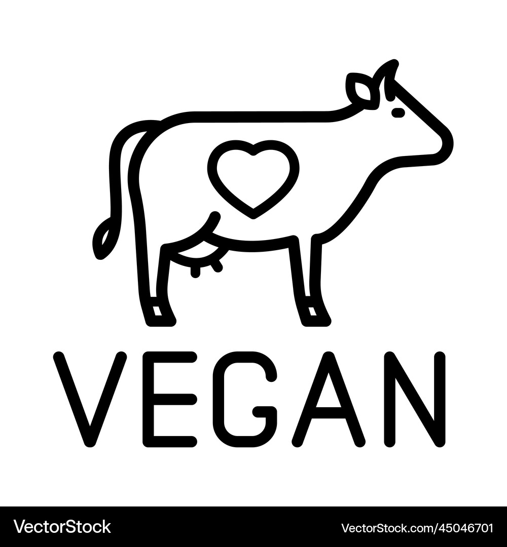 Vegan outline logo icon isolated on white Vector Image