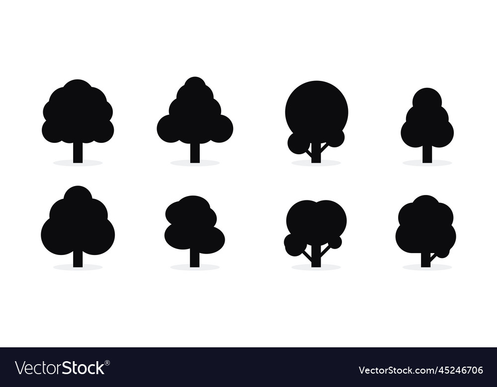 Black tree set bundle Royalty Free Vector Image