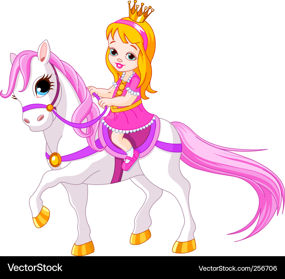 Cartoon princess on horse Royalty Free Vector Image