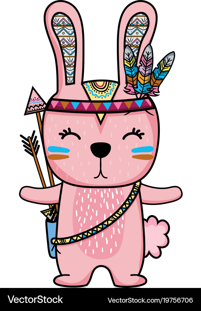 Cute rabbit animal with feathers and arrows Vector Image