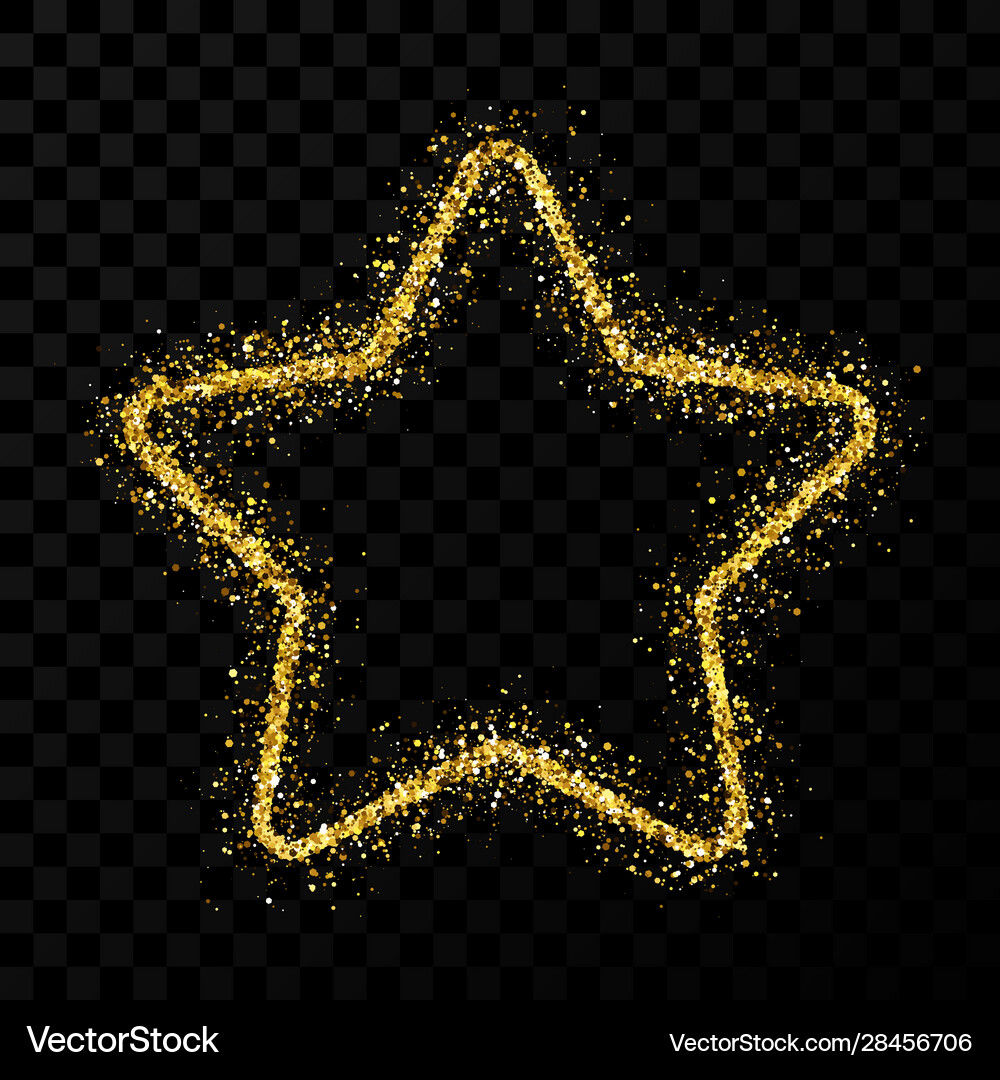Gold glitter star with shiny sparkles Royalty Free Vector
