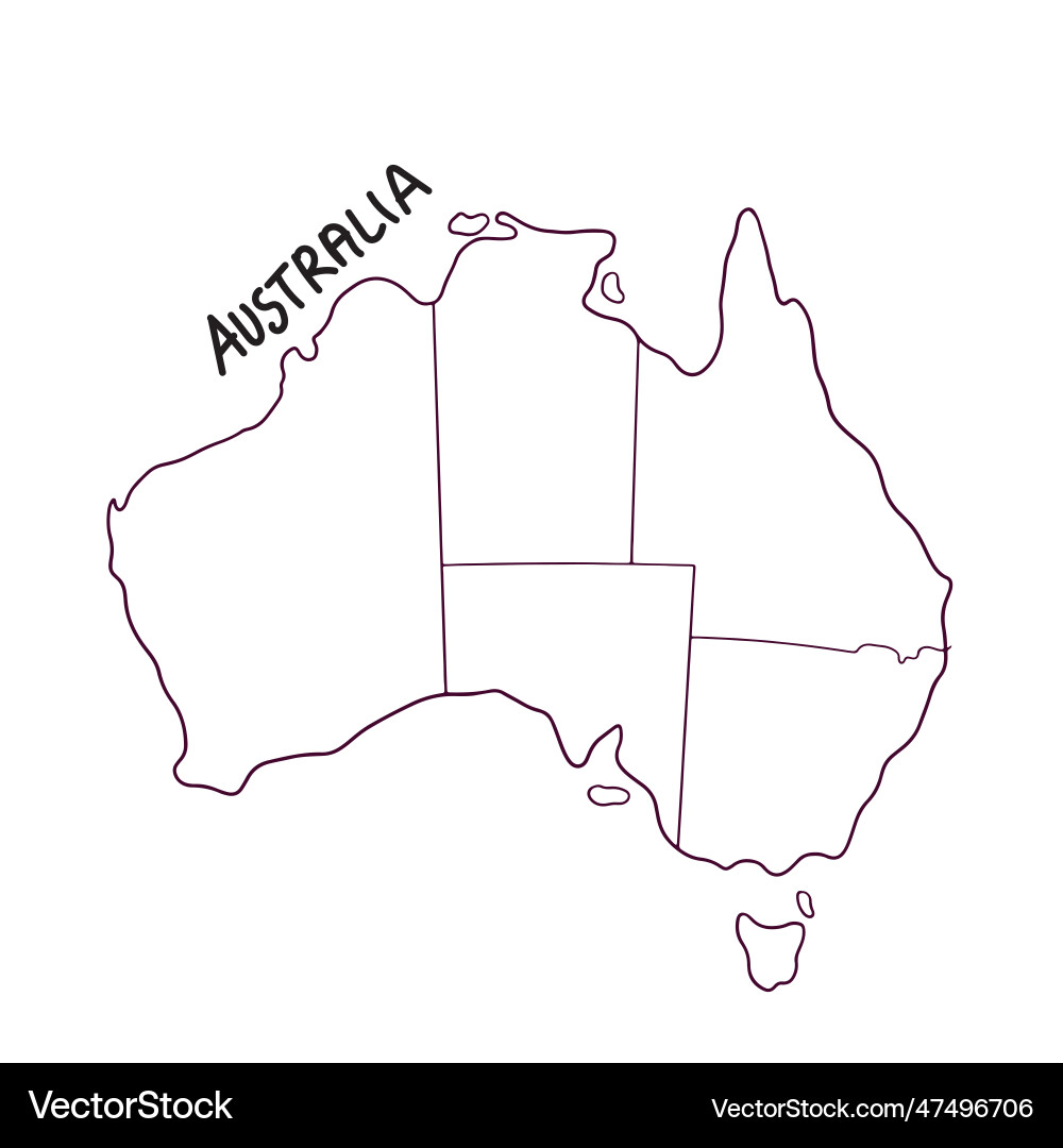 Hand drawn doodle map of australia Royalty Free Vector Image