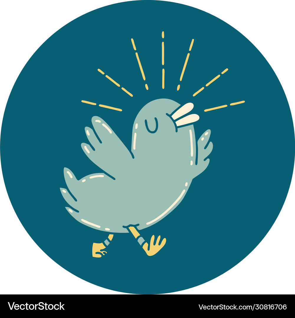 Icon tattoo style happy bird Royalty Free Vector Image