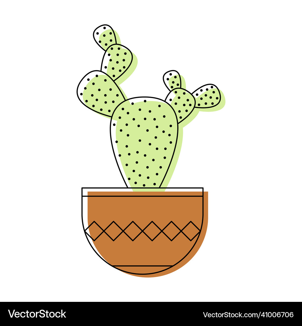 Icon with linear colorful cactus linear Royalty Free Vector