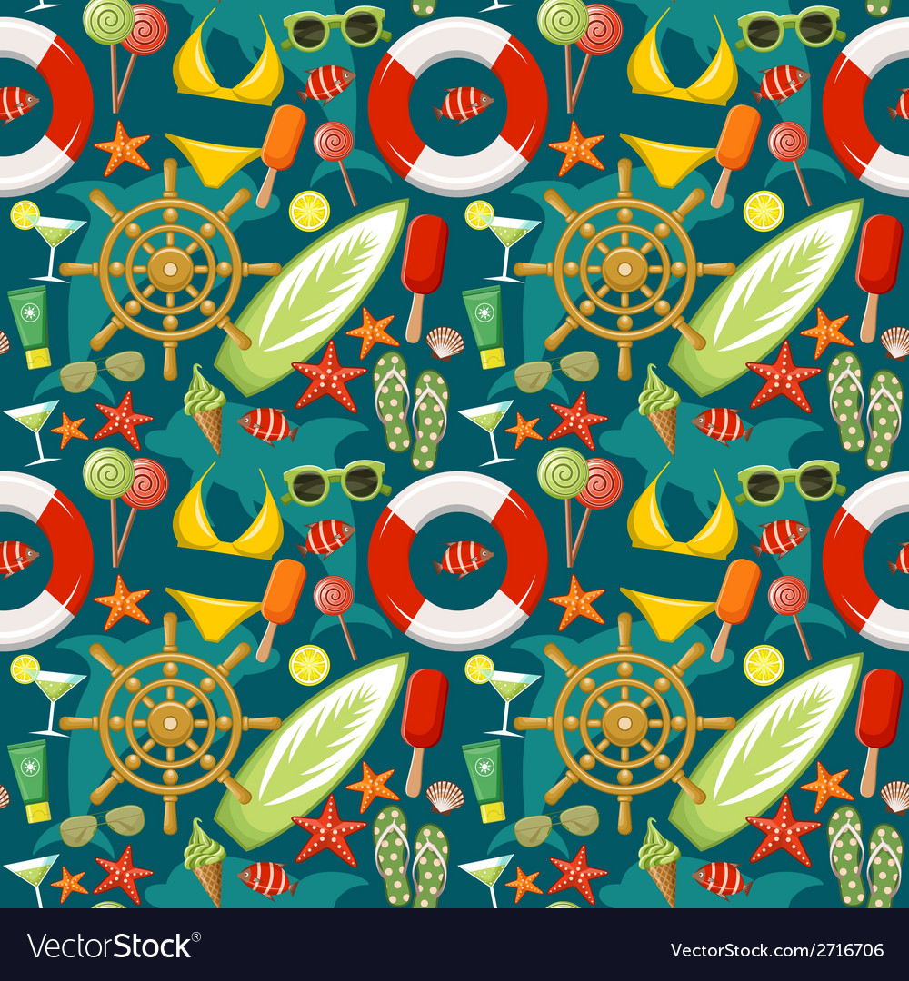 Seamless beach pattern Royalty Free Vector Image