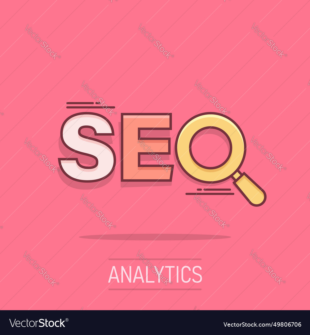 Seo Analytics Icon In Comic Style Social Media Vector Image