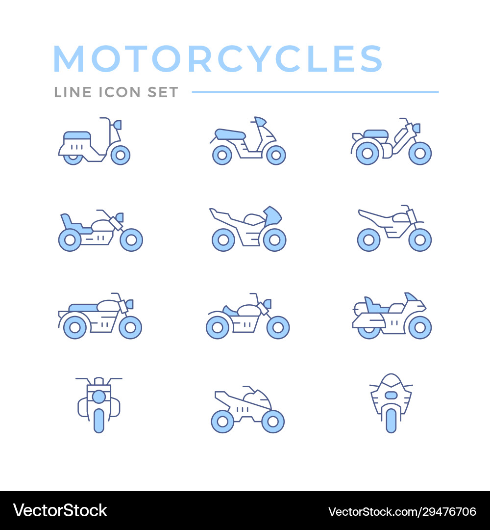 Set color line icons motorcycles Royalty Free Vector Image