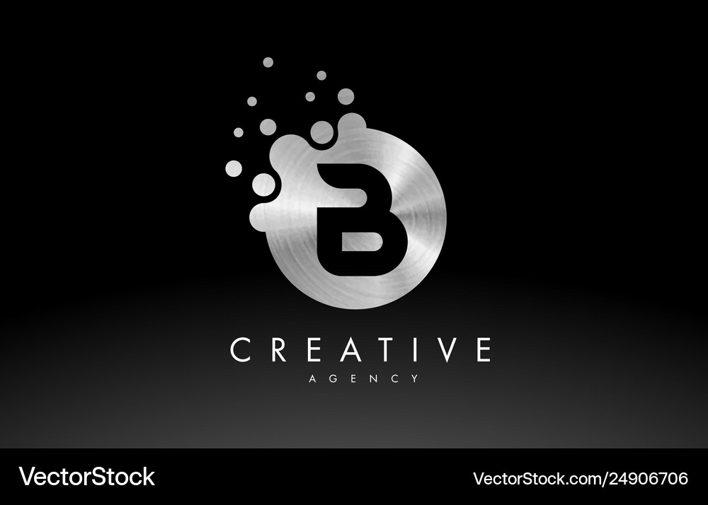 Silver metal letter b logo b letter design Vector Image