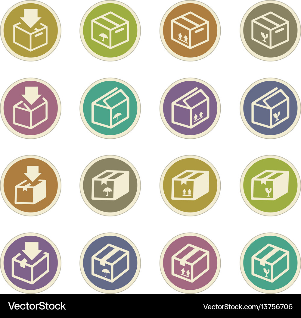 Simple icons set of box Royalty Free Vector Image