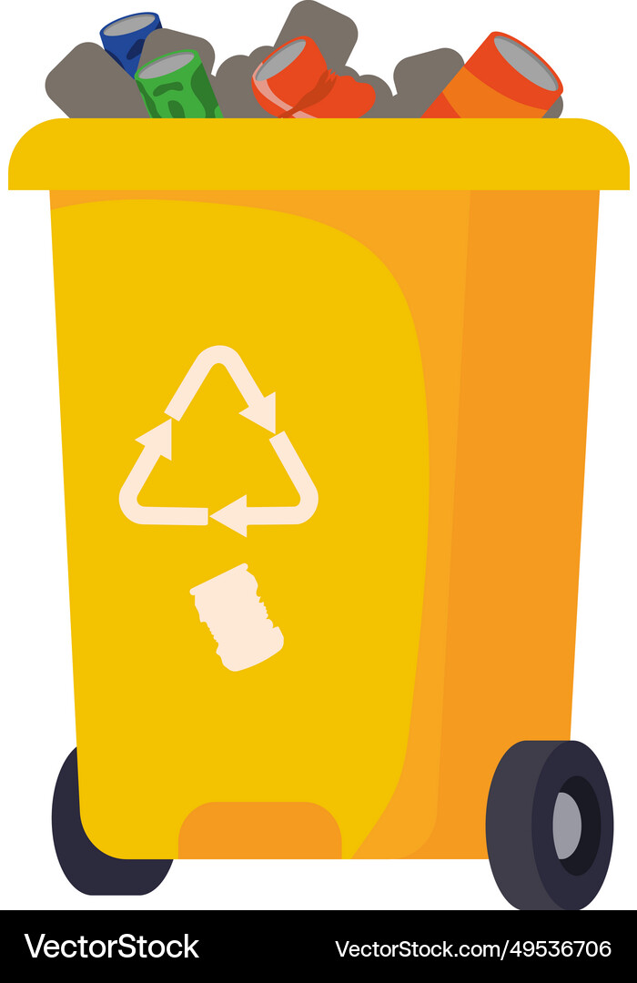 Waste bin yellow recycle Royalty Free Vector Image
