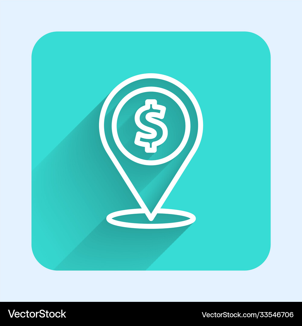 White line cash location pin icon isolated Vector Image