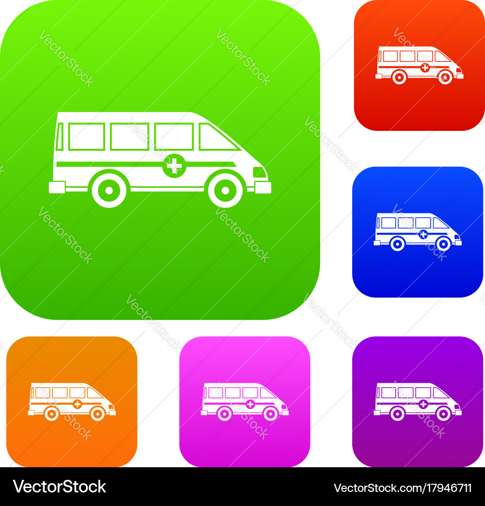 Ambulance emergency van set color collection Vector Image