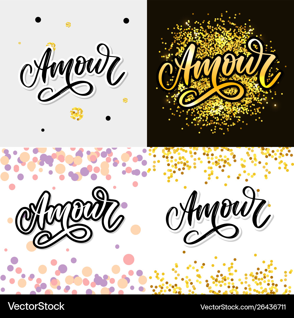 Amour handwritten lettering with hand drawn Vector Image
