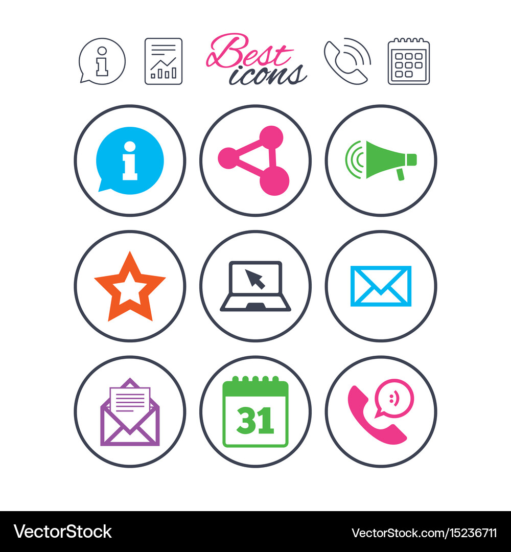 Communication icons contact mail signs Royalty Free Vector