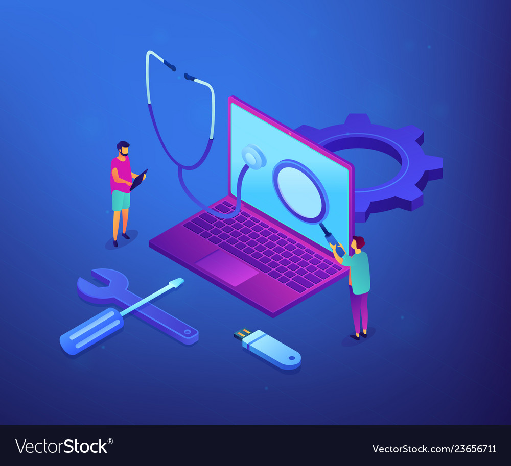 Computer service concept isometric Royalty Free Vector Image