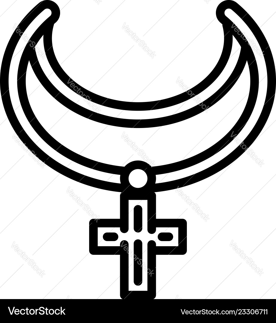Cross necklace icon outline style Royalty Free Vector Image