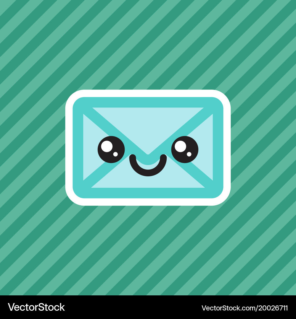 Cute smiling kawaii cartoon mail envelope icon Vector Image