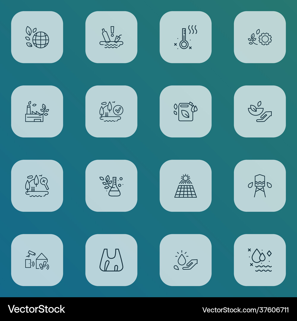 Ecology icons line style set with eia approved Vector Image