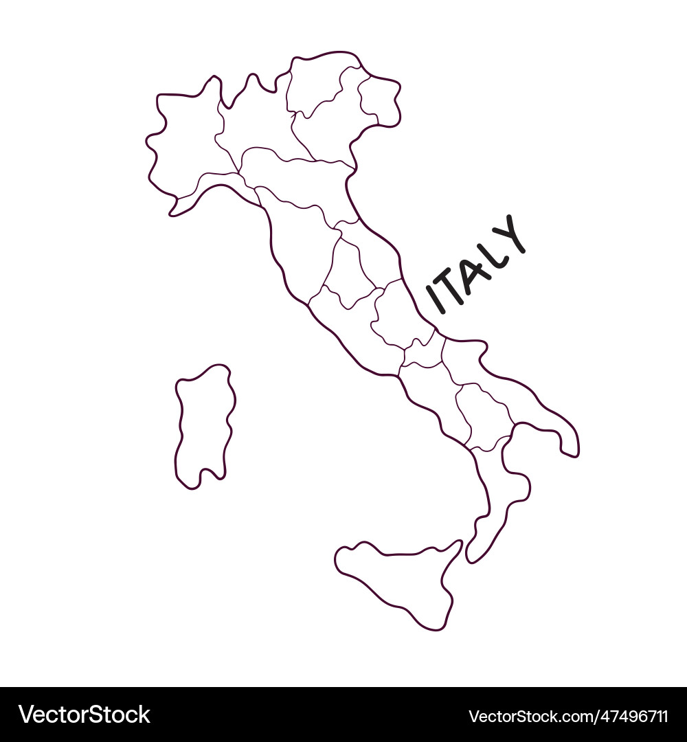 Hand drawn doodle map of italy Royalty Free Vector Image