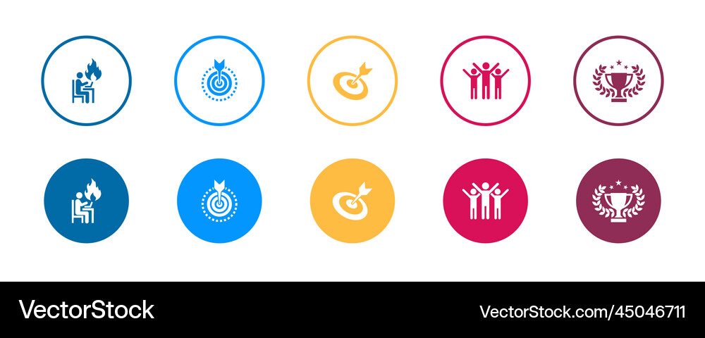 Hard work objective goal success reward icons Vector Image