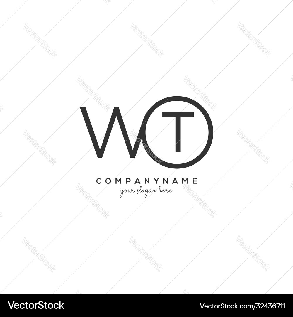 Initial wt letter logo with circle template Vector Image