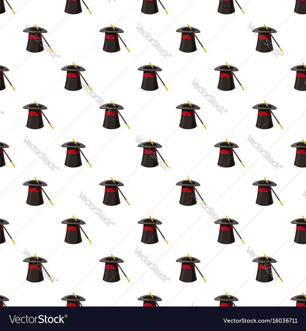 Magic hat and wand pattern Royalty Free Vector Image