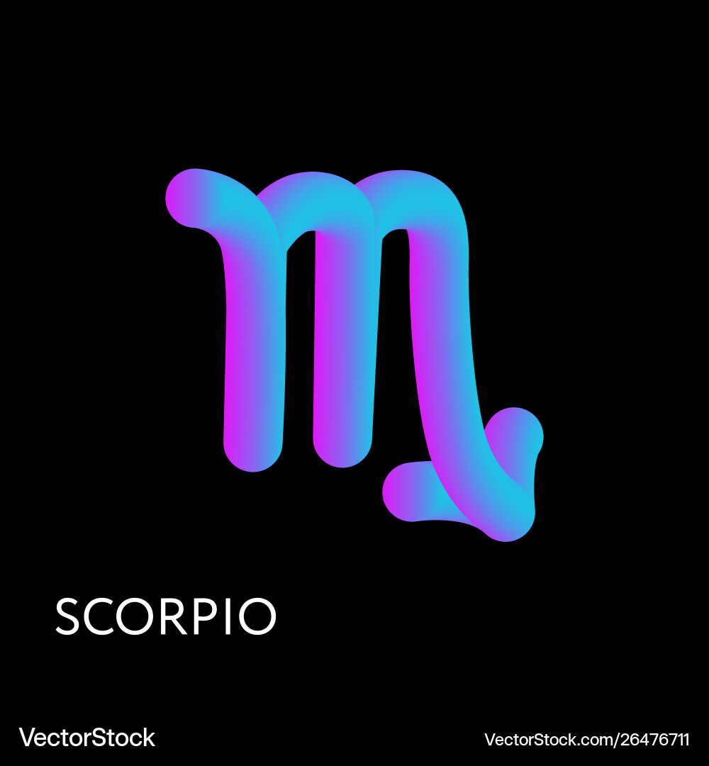 Scorpio text horoscope zodiac sign 3d shape Vector Image