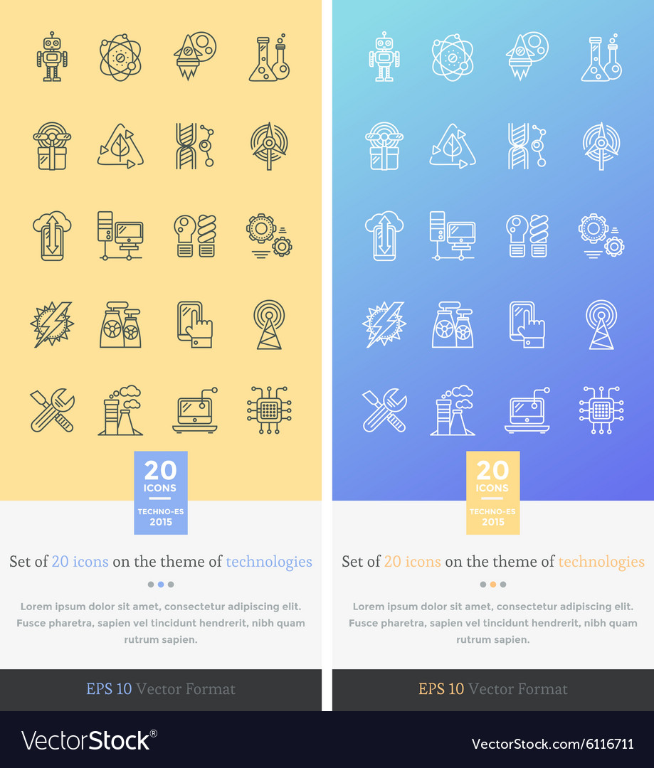 Set icons on the theme of modern technology Vector Image