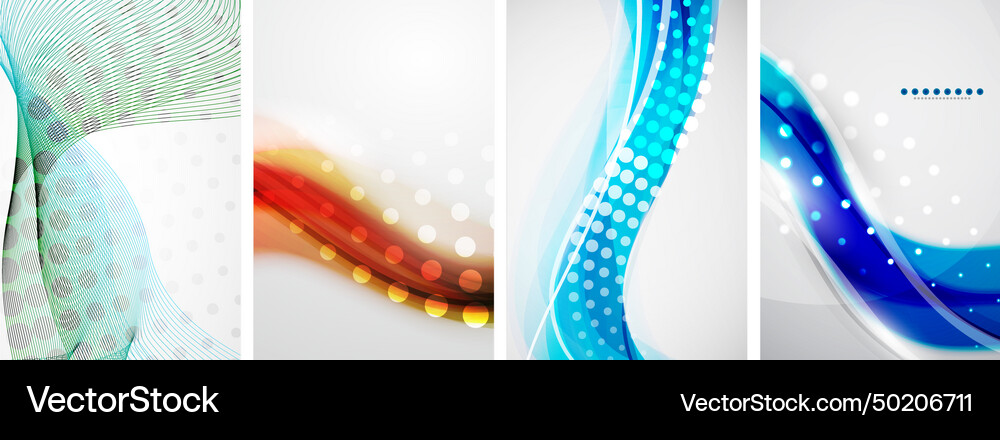 Set of moving wave line posters Royalty Free Vector Image
