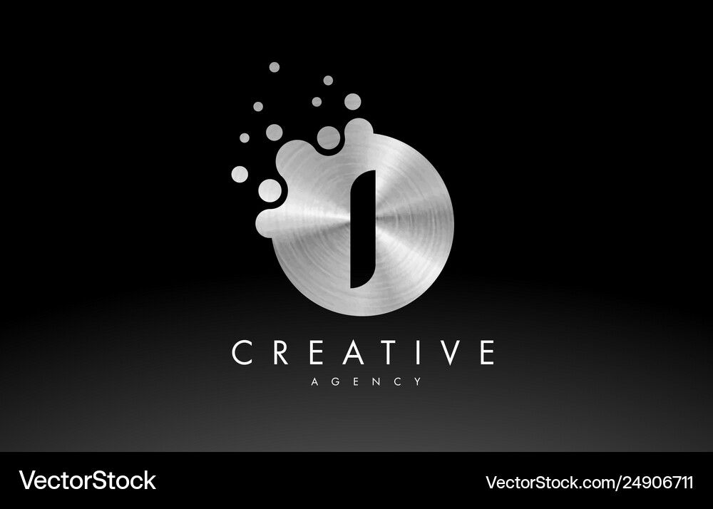 Silver metal letter i logo design Royalty Free Vector Image