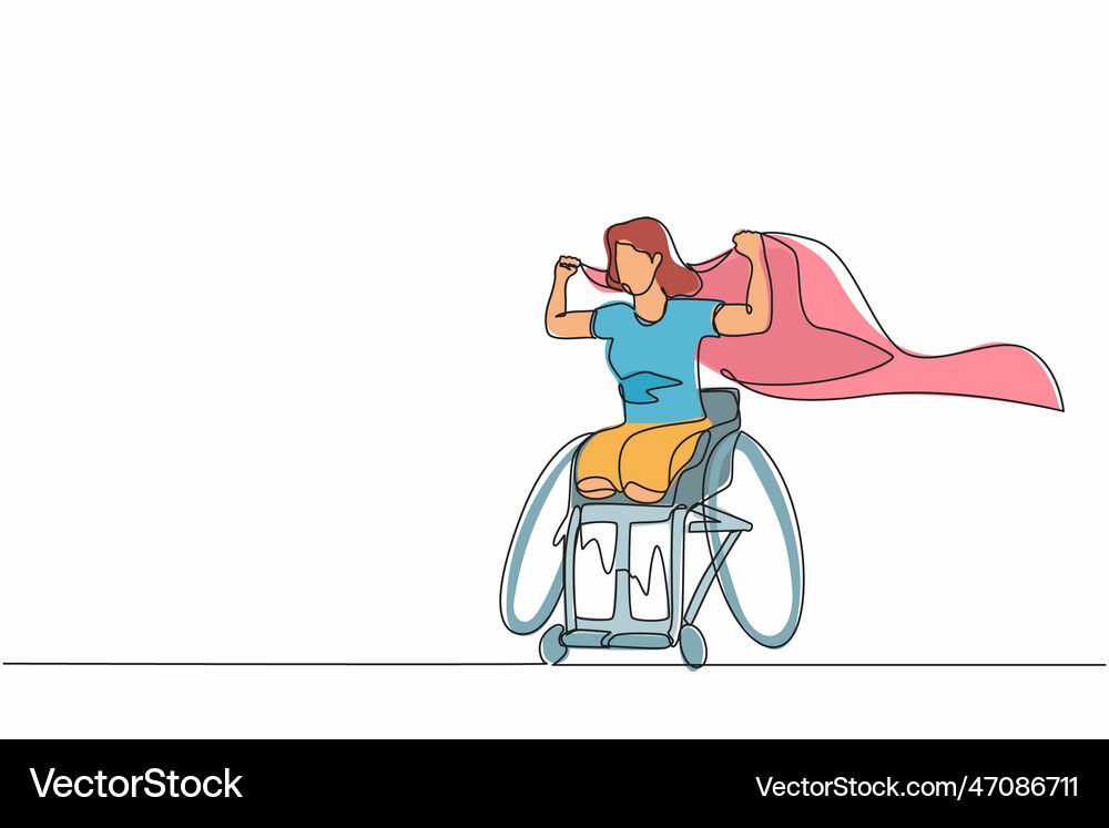 Single one line drawing young amputee woman Vector Image