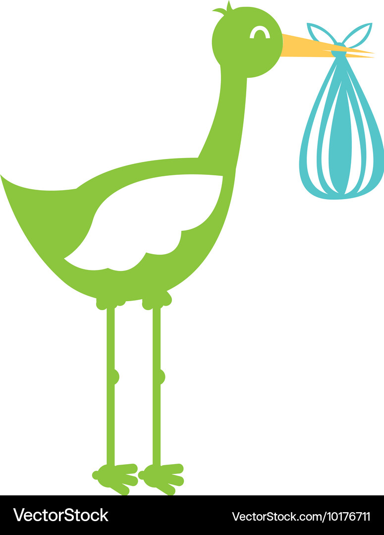 Stork with bag baby isolated icon Royalty Free Vector Image