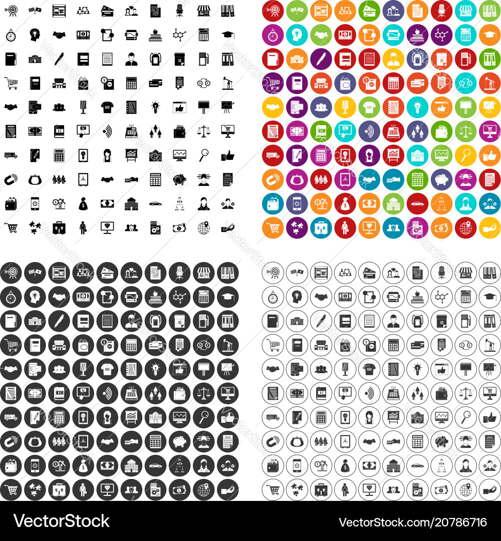 100 business school icons set variant Royalty Free Vector
