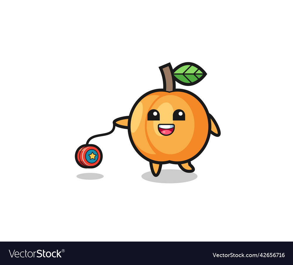 Cartoon of cute apricot playing a yoyo Royalty Free Vector