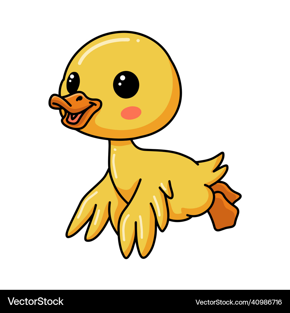 Cute little duck cartoon flying Royalty Free Vector Image