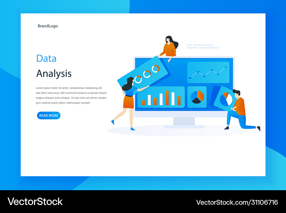 Data analysis services landing page template Vector Image