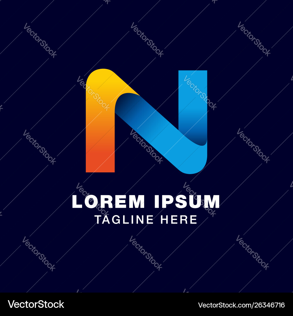 Digital letter n logo template in gradients style Vector Image