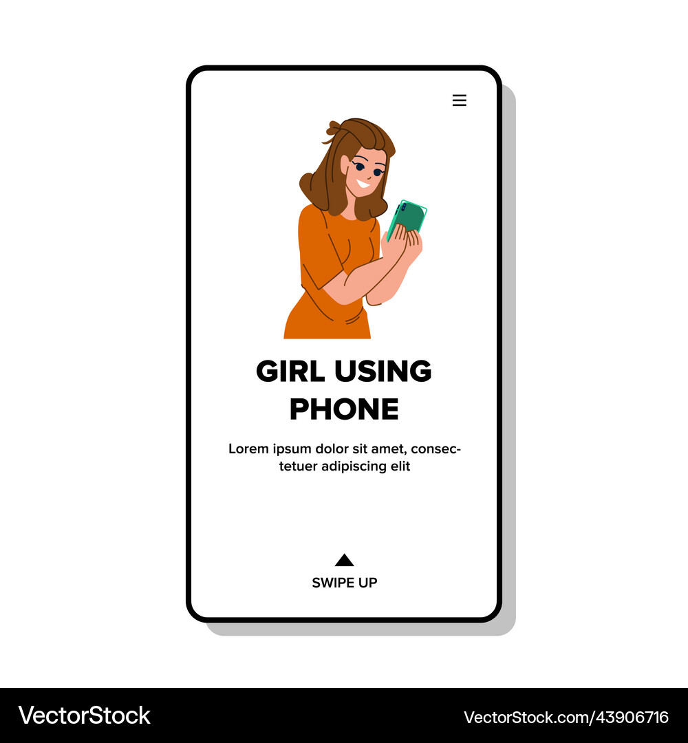 Girl using phone Royalty Free Vector Image - VectorStock