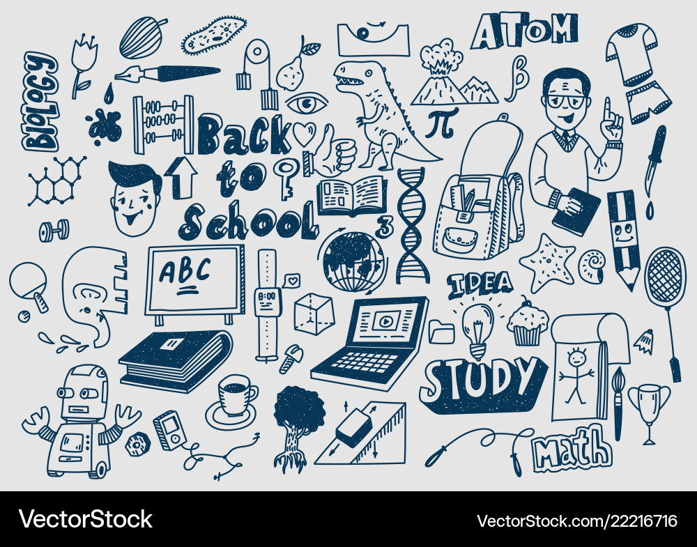 Hand drawn scketchy school supplies doodles Vector Image