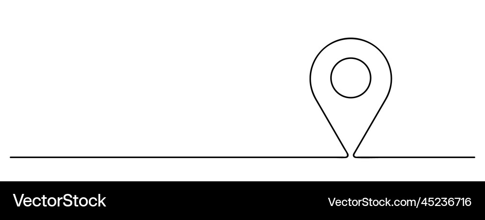 Location pin continuous one line drawing Vector Image