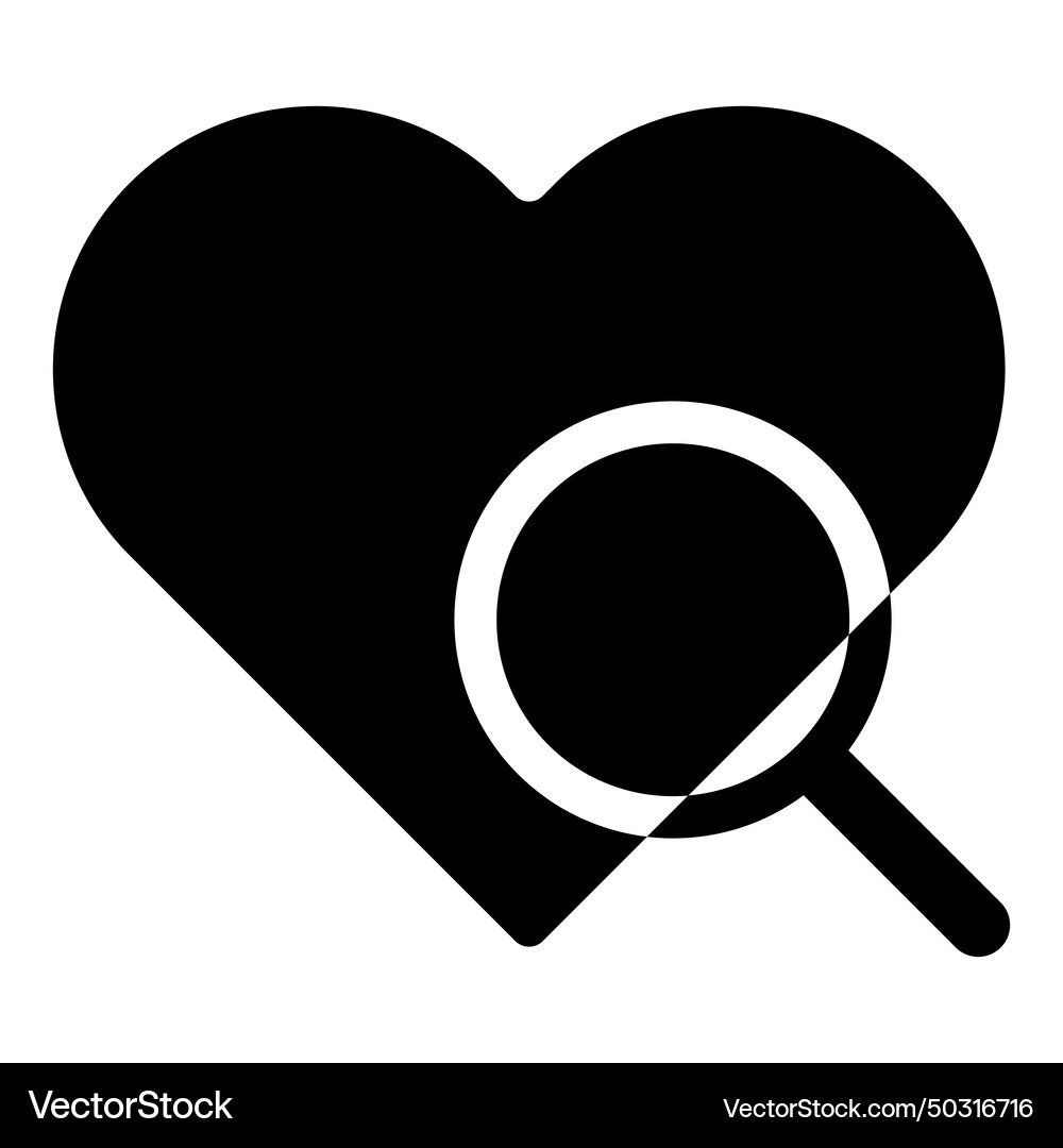 Love search flat icon isolated on white background