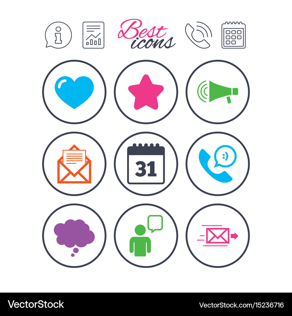 Mail contact icons communication signs Royalty Free Vector
