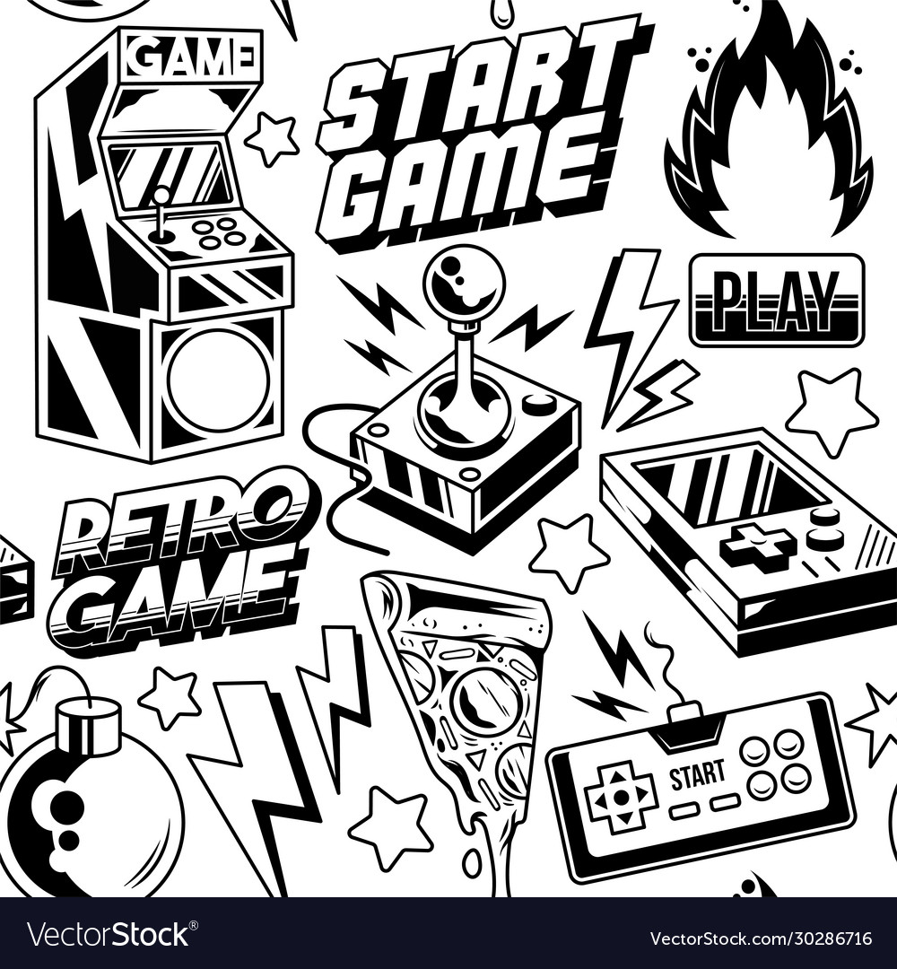 Seamless pattern with gamers elements Royalty Free Vector