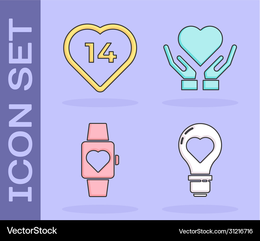 Set heart shape in a light bulb heart heart Vector Image
