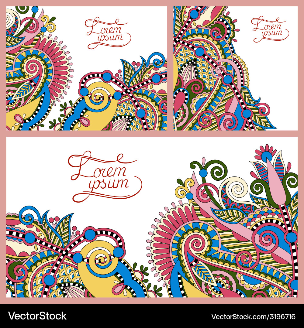 Set of floral decorative background template frame