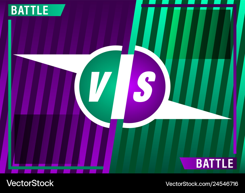 Versus screen design purple and green vs letters Vector Image
