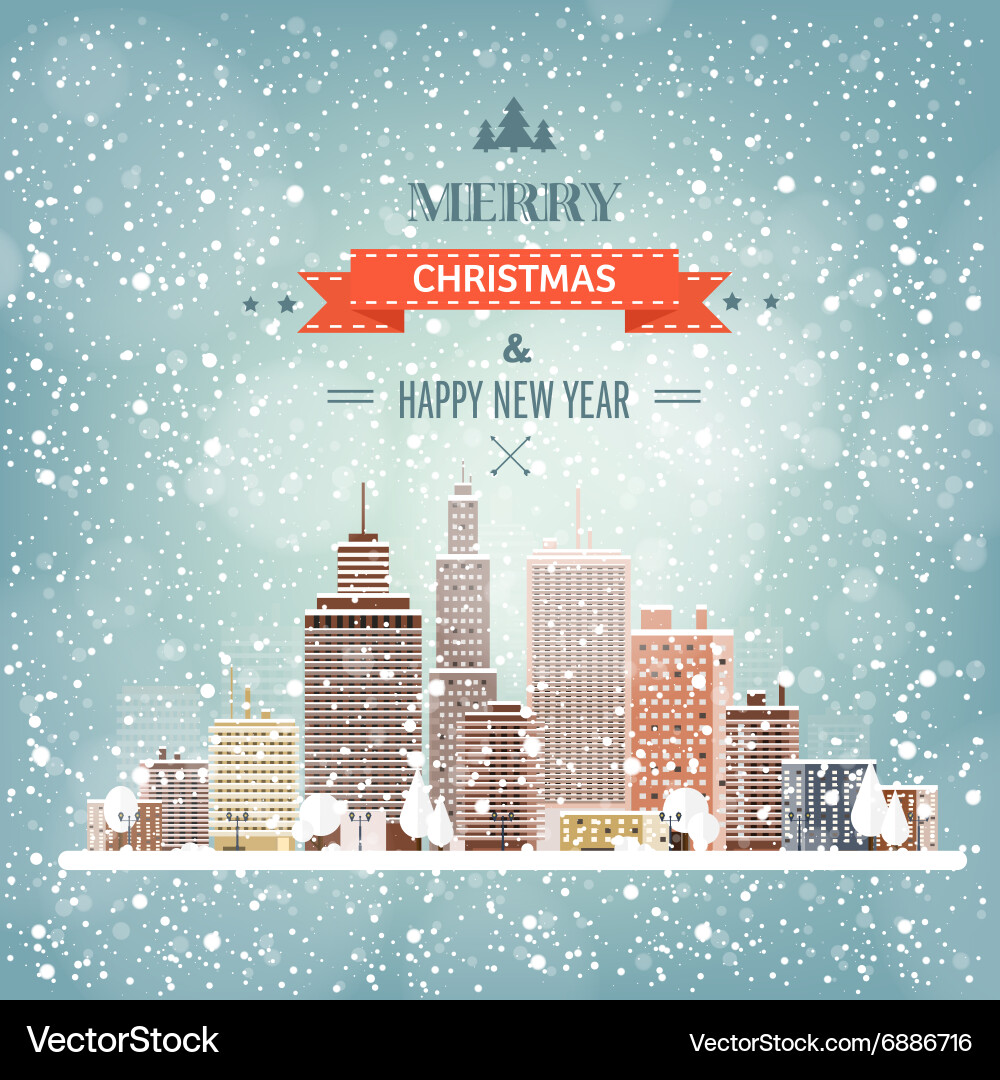 Winter urban landscape city Royalty Free Vector Image