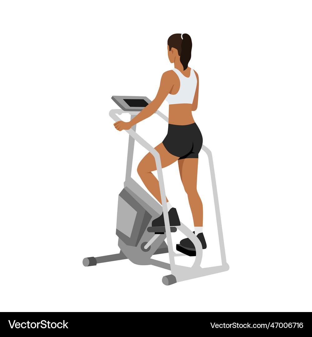 Woman character doing cardio stair master Vector Image
