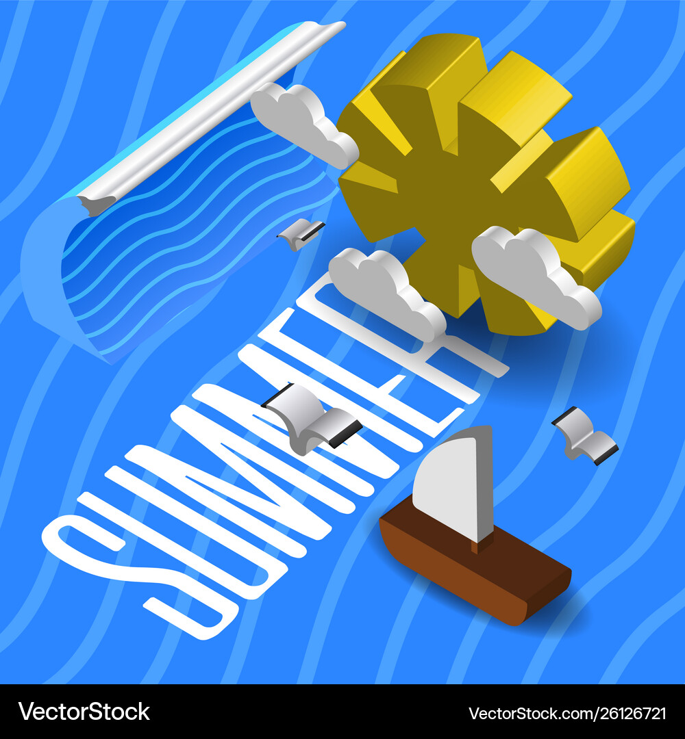 3d ocean view Royalty Free Vector Image - VectorStock