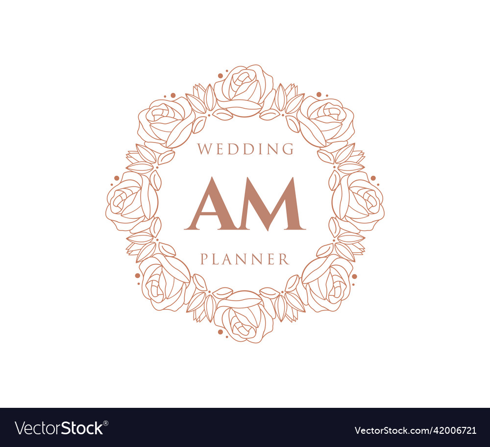 Am initials letter wedding monogram logos Vector Image